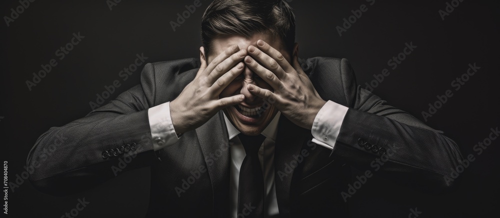 Displaying signs of stress and frustration through body language. Stock ...