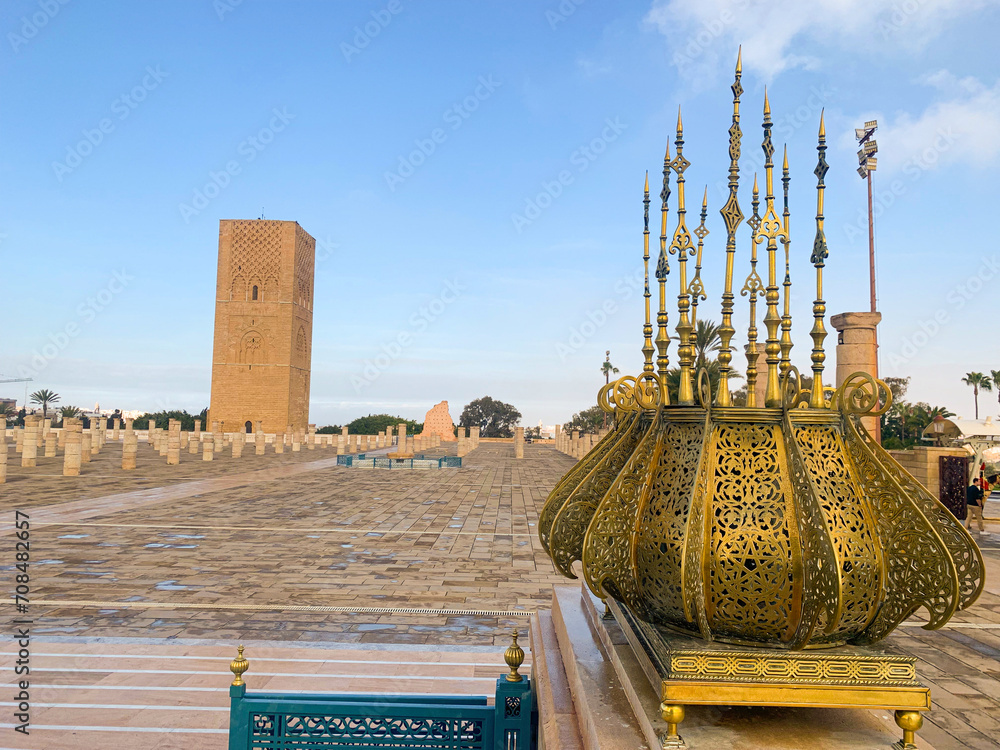 Photo Stock Rabat, Morocco, 04-05-2023: panoramic view of Hassan Tower ...