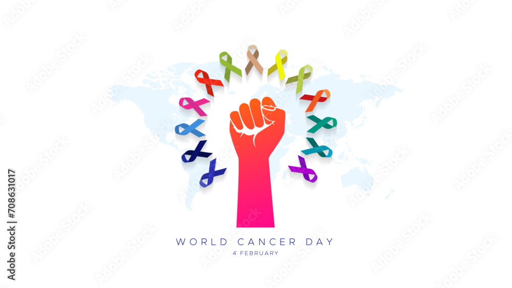 4 february, World Cancer Day. Fight tips trics and rid cancer vector ...