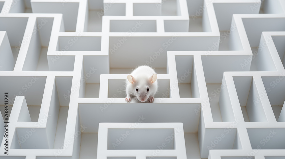 Stock-Illustration „Experimento científico con un ratón blanco de laboratorio intentando salir ...