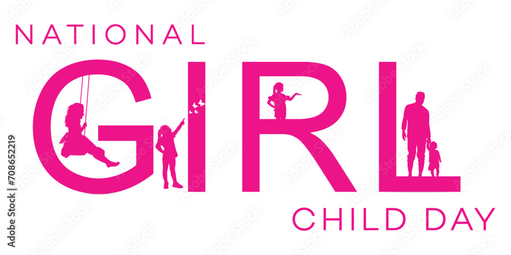 national | girl | child | day | poster | celebration.. concept. banner ...