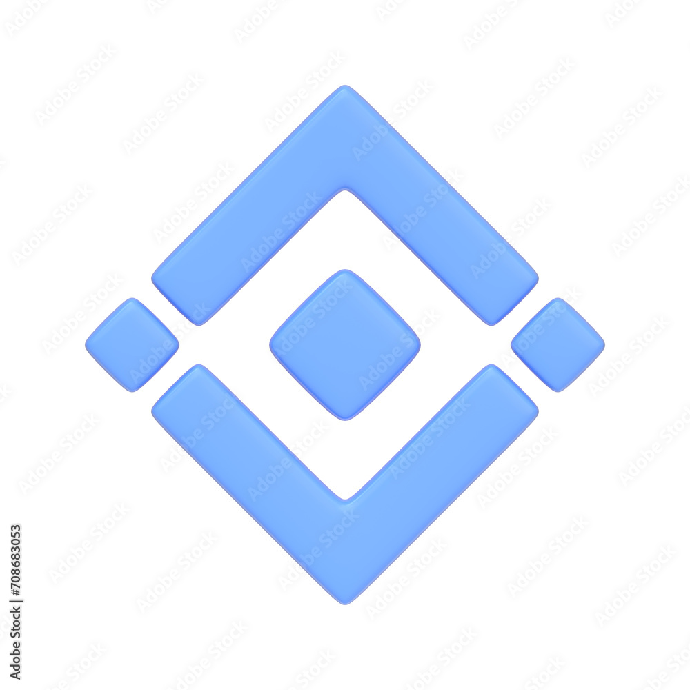 Blue binance symbol isolated on white background. 3D icon, sign and ...