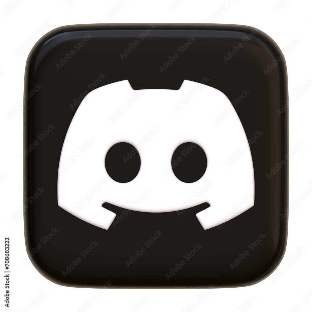 Black volumetric Discord icon isolated on white background. Social ...