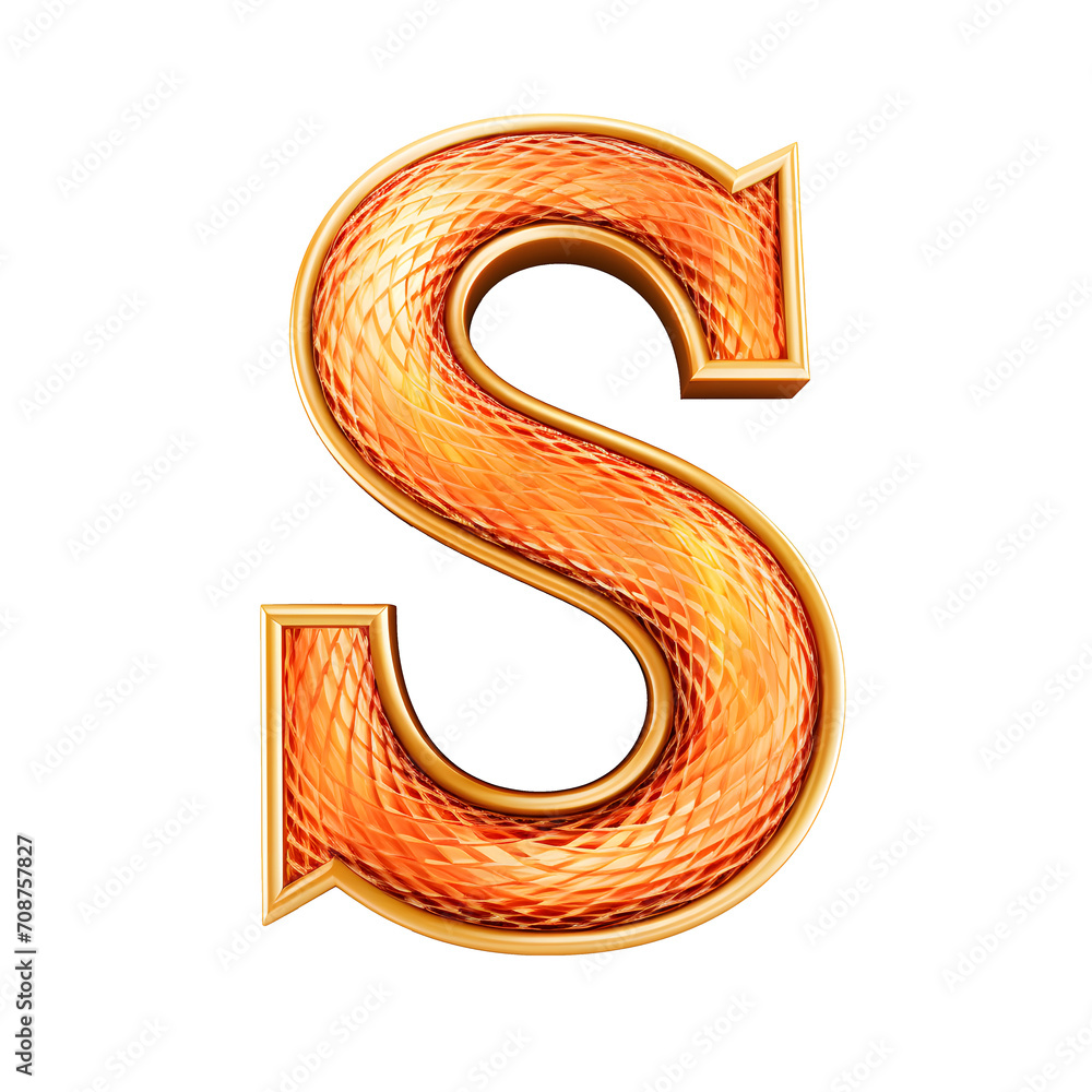 The letter S in orange snake style, letter clipart, character clipart ...