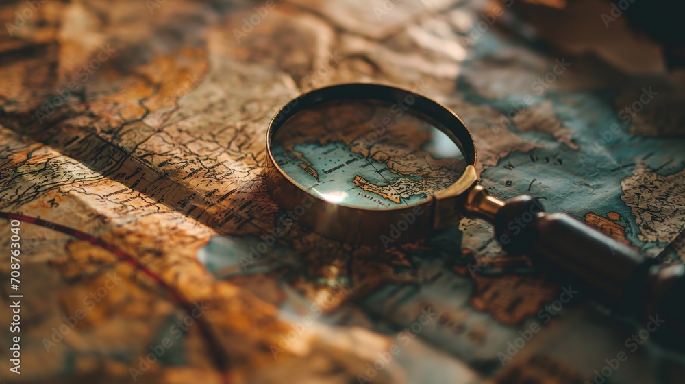 old map and magnifying glass Stock Photo | Adobe Stock