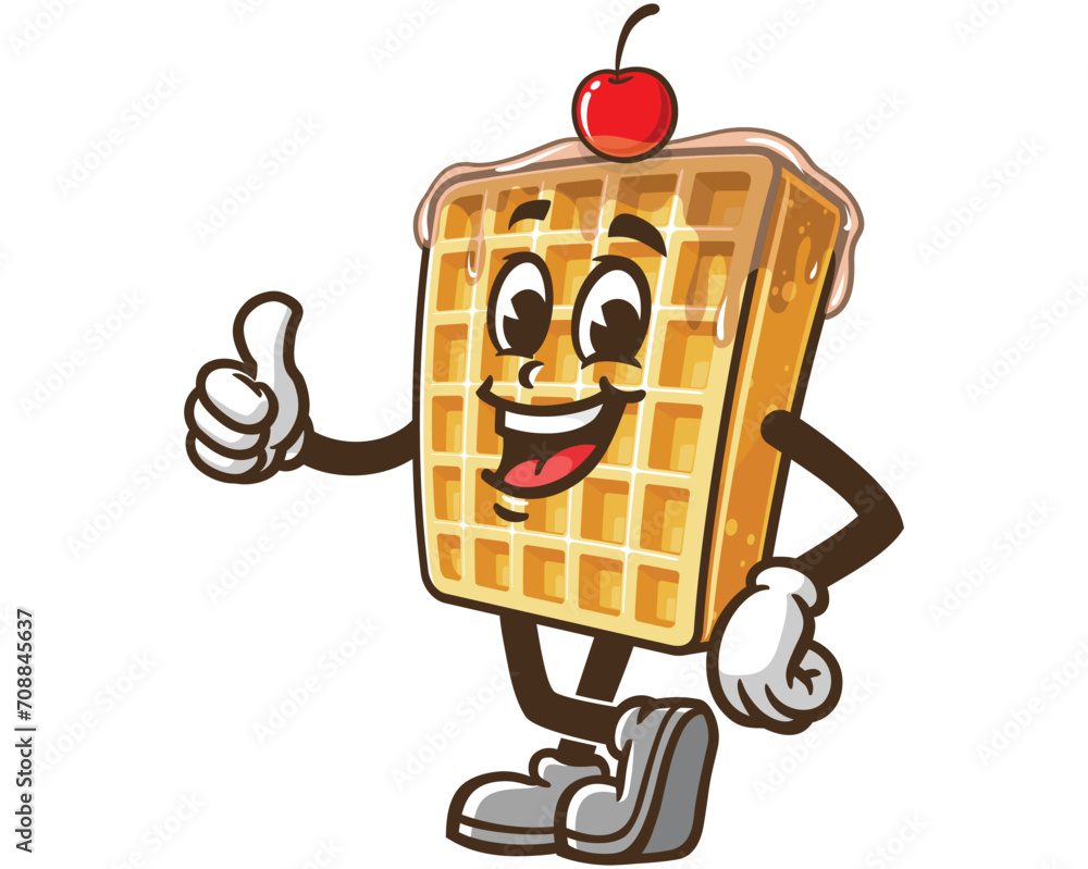 Waffle with thumbs up and relax pose cartoon mascot illustration ...