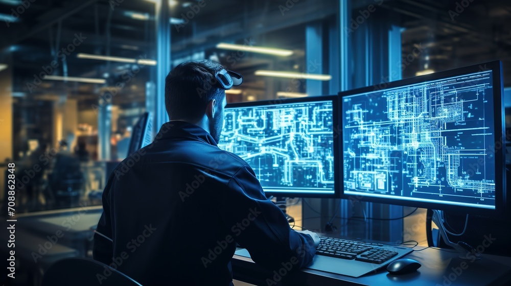 Engineer Operators Using Scada System Stock Photo | Adobe Stock