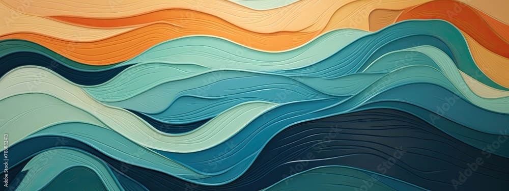 Layers of fluid sculpted paper, overlapping each other, create a ...