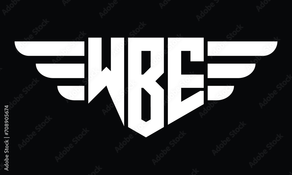 WBE three letter logo, creative wings shape logo design vector template. letter mark, word mark ...