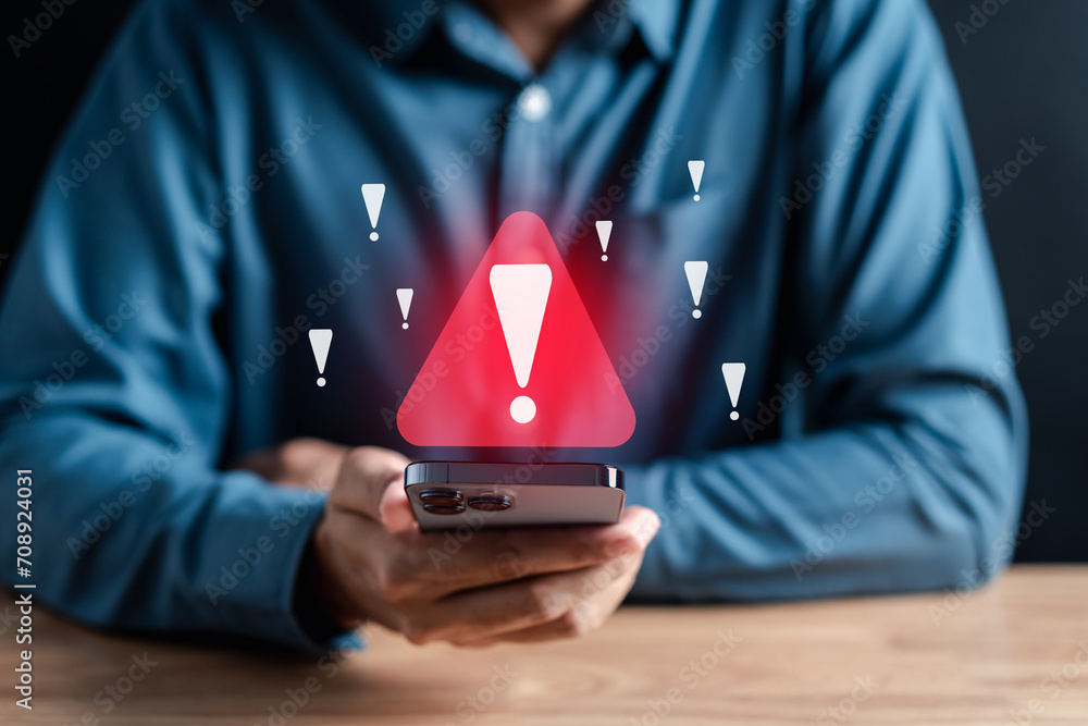 System warning error popup and maintenance showing. cyber attack on ...