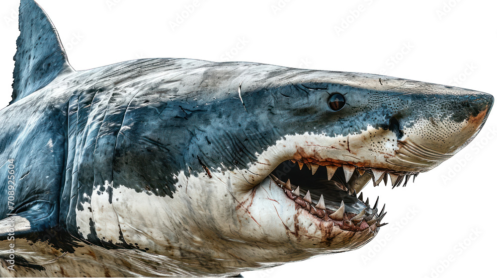Megalodon Front View Isolated on Transparent or White Background, PNG ...