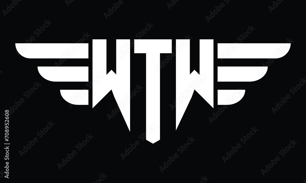 WTW three letter logo, creative wings shape logo design vector template ...