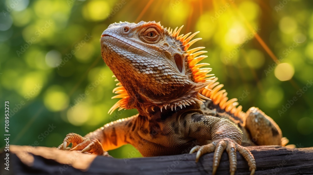Captivating shots of an exotic lizard basking in the sun, showcasing ...