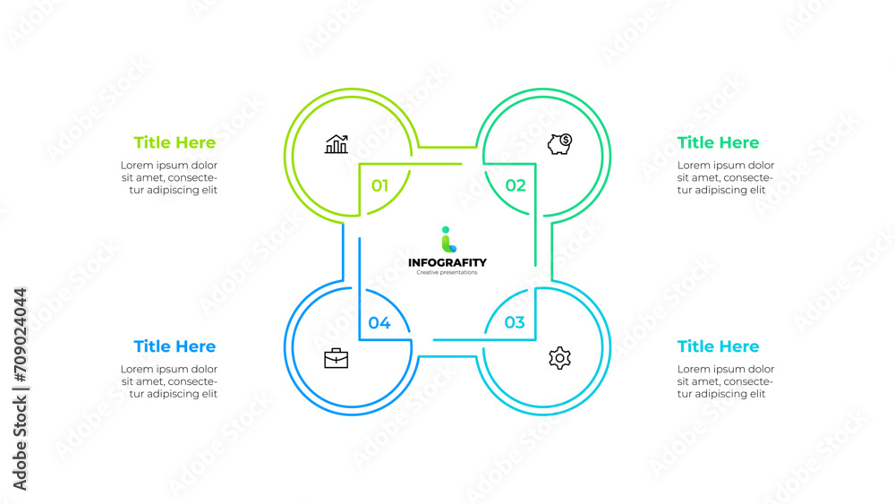 Outline square diagram divided into 4 sectors. Design concept of four ...