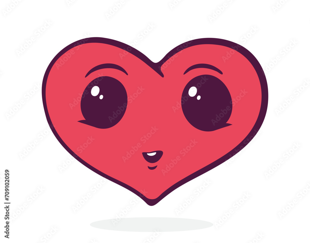 Cute heart with eyes. Valentines Day symbol. Naive heart. Vector ...
