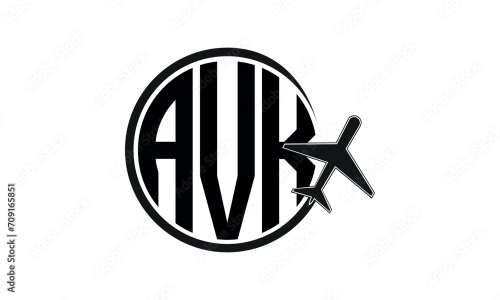 AVK three initial letter circle tour & travel agency logo design vector ...