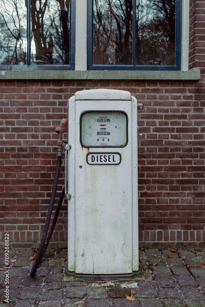 Arnhem, The Netherlands - December 3, 2023: Vintage diesel pump station ...
