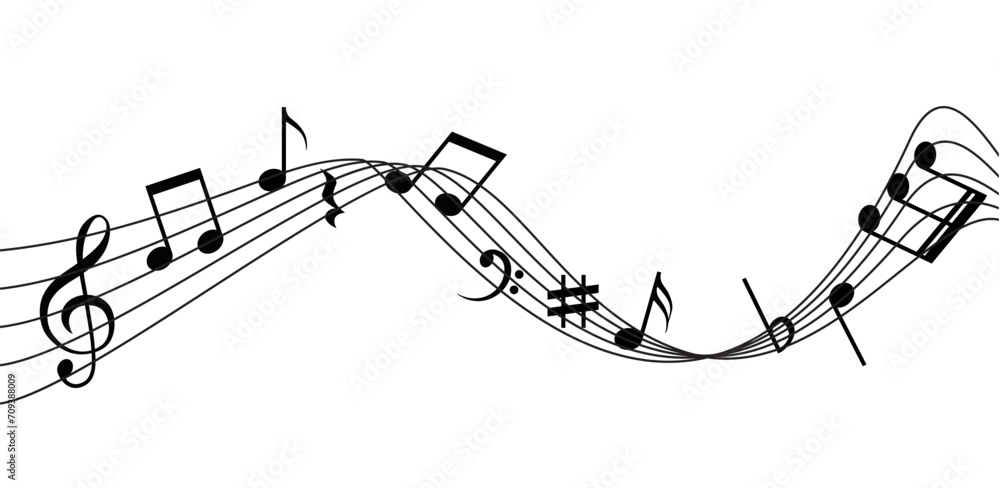 Music note vector sheet icon staff illustration design. Melody music ...