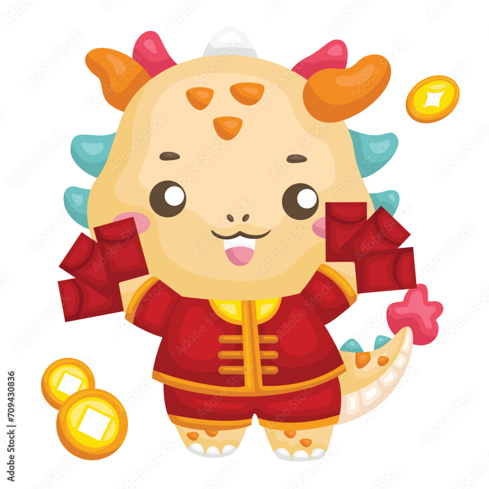 Colorful Cute Chinese Dragon Year Celebration Lunar Cartoon ...