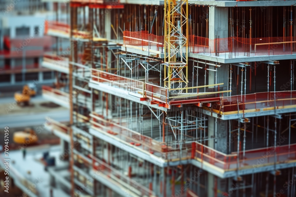 Construction site of large residential commercial building, some floors ...