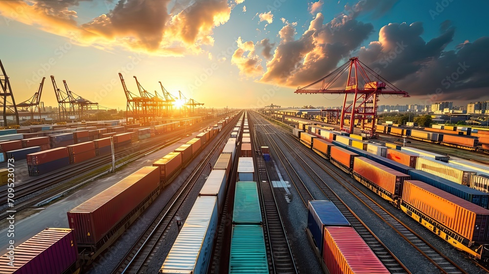 Global business of Container Cargo freight train for Business logistics ...