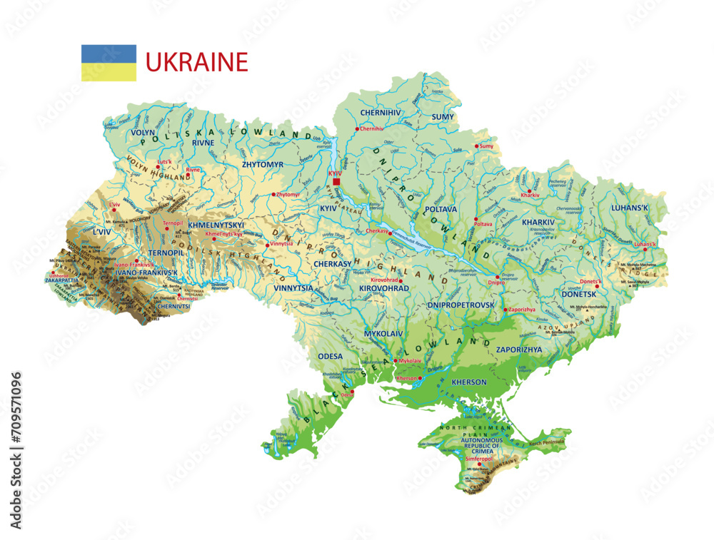 Vector de Stock Topographic map of Ukraine. Geographic map of Ukraine ...