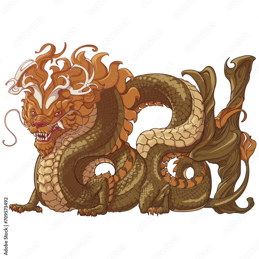 Chinese Dragon full body drawing. Zodiac symbol of the New Year 2024 ...