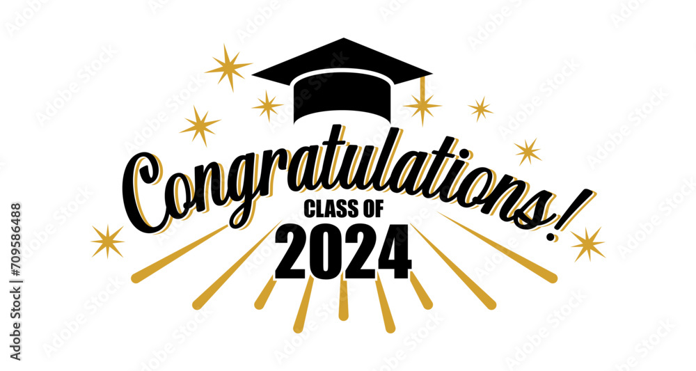 Congratulations greeting card. Graduation class of 2024 party poster ...