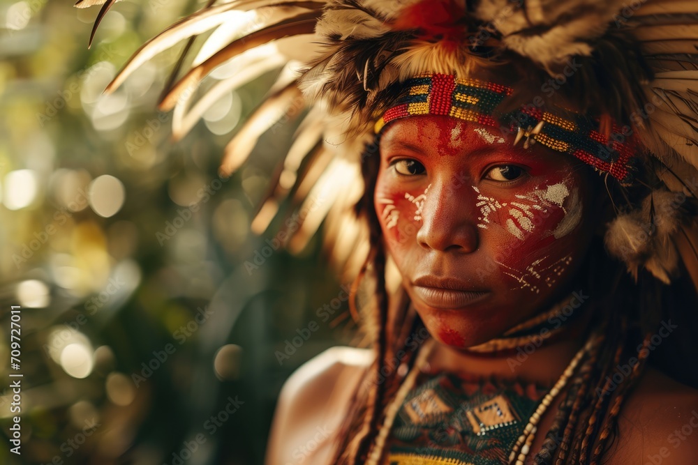 Stock-Foto „Indigenous Colors: A Captivating Face Photo of a Native ...