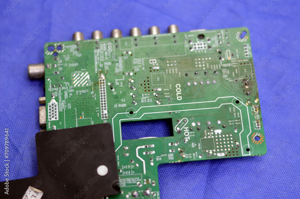 Cairo, Egypt, January 13 2024: interior of LED TV Television main board ...