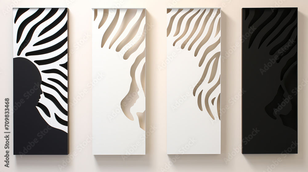 Abstract line of human profiles executed in paint style on the subject ...