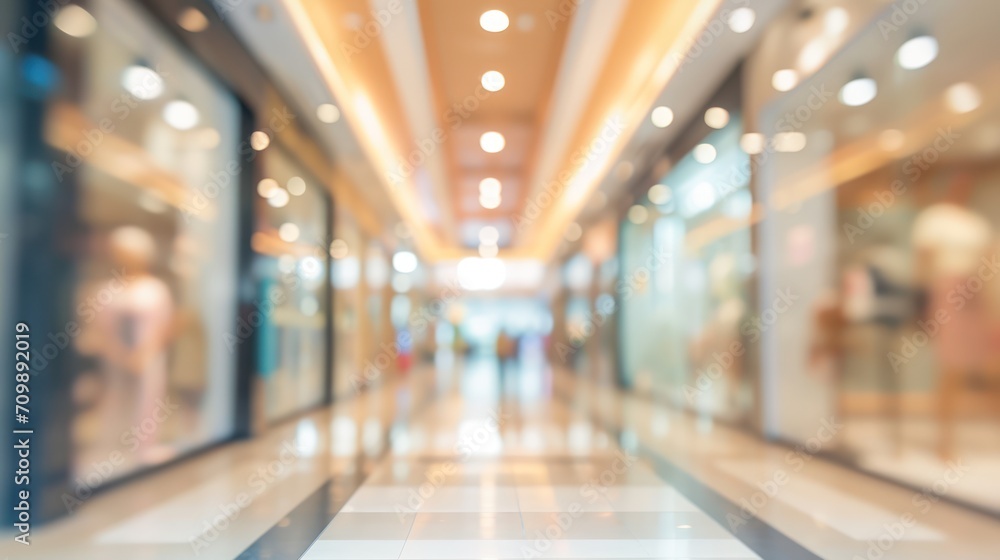 Generative AI, empty shopping mall as blurred abstract background Stock ...