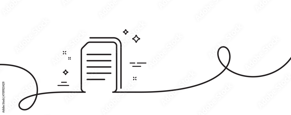 Copy Documents Line Icon Continuous One Line With Curl Copying Files Sign Paper Page Concept