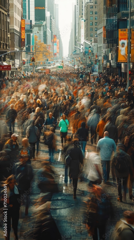 artistic crowd of people on the street using a low shutter speed ...