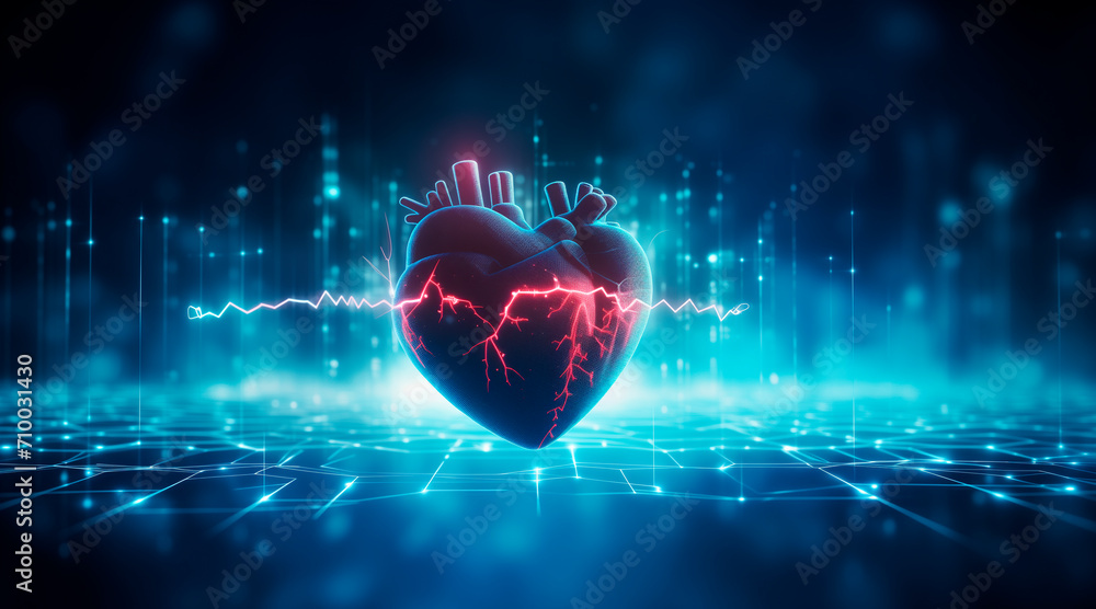 Heartbeat line transforming into a digital AI code, AI role in real ...