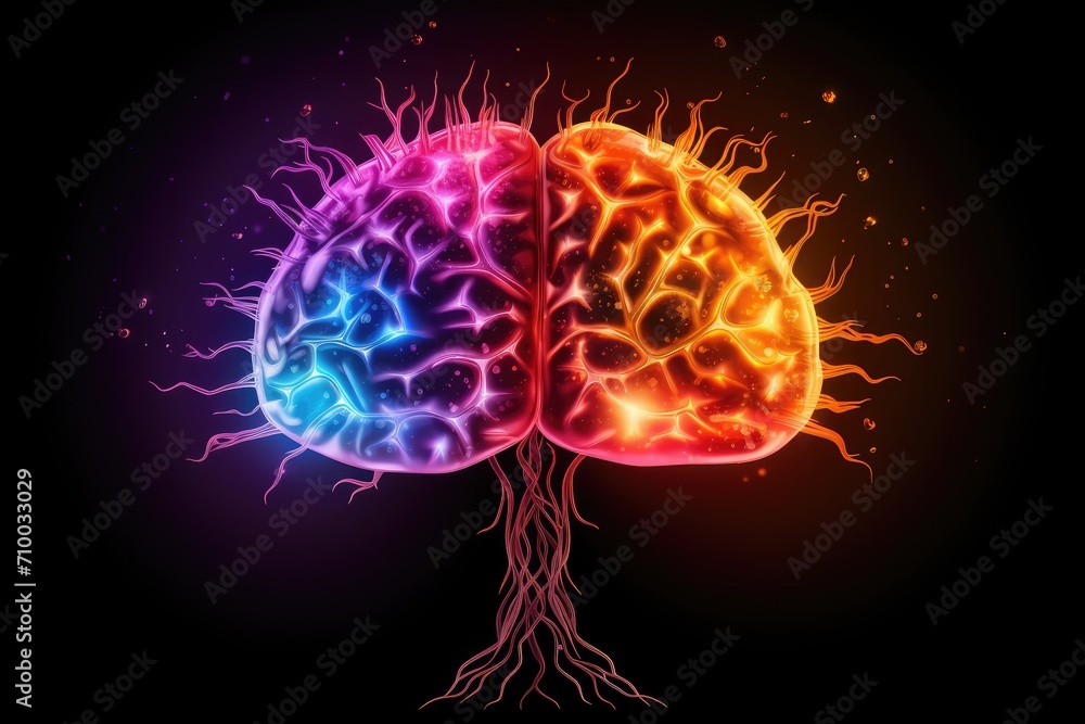 human brain light axon with fire, long-term memory, storage of ...