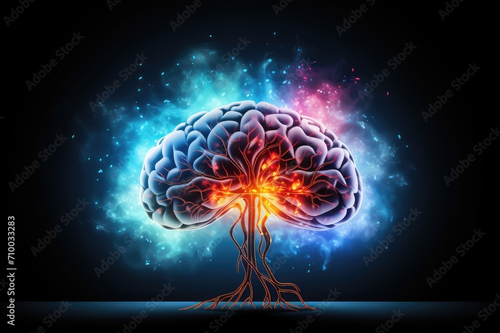 human brain light axon with fire, long-term memory, storage of ...
