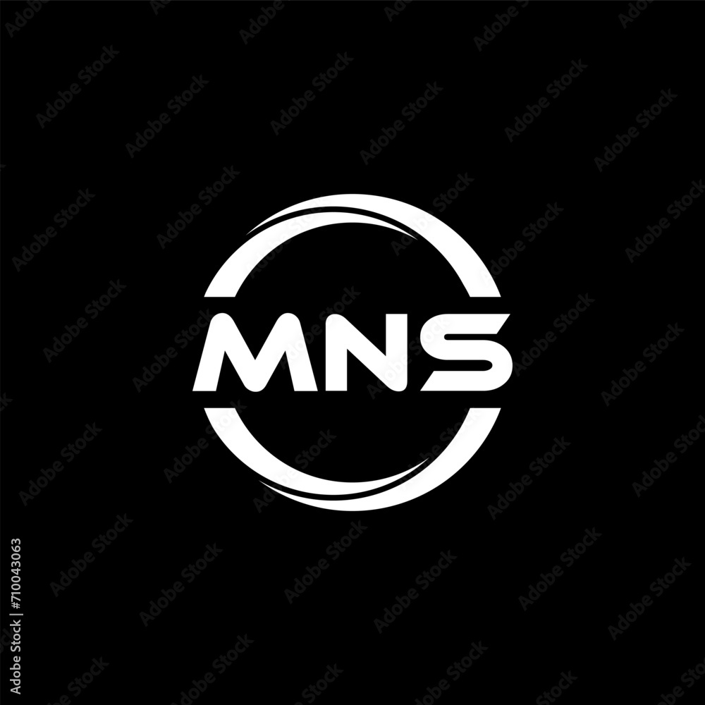 MNS letter logo design with black background in illustrator, cube logo ...