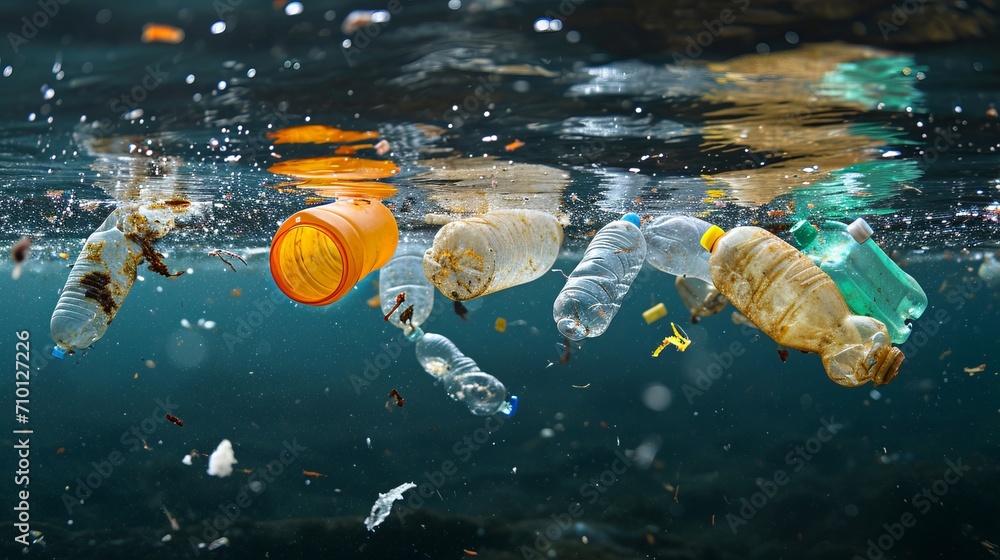 Foto Submerged plastic waste alarming consequences of ocean pollution ...