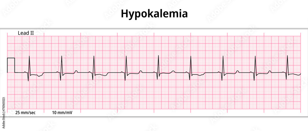ECG Hypokalemia - Hypokalaemia - 8 Second ECG Paper - Electrocardiogram ...