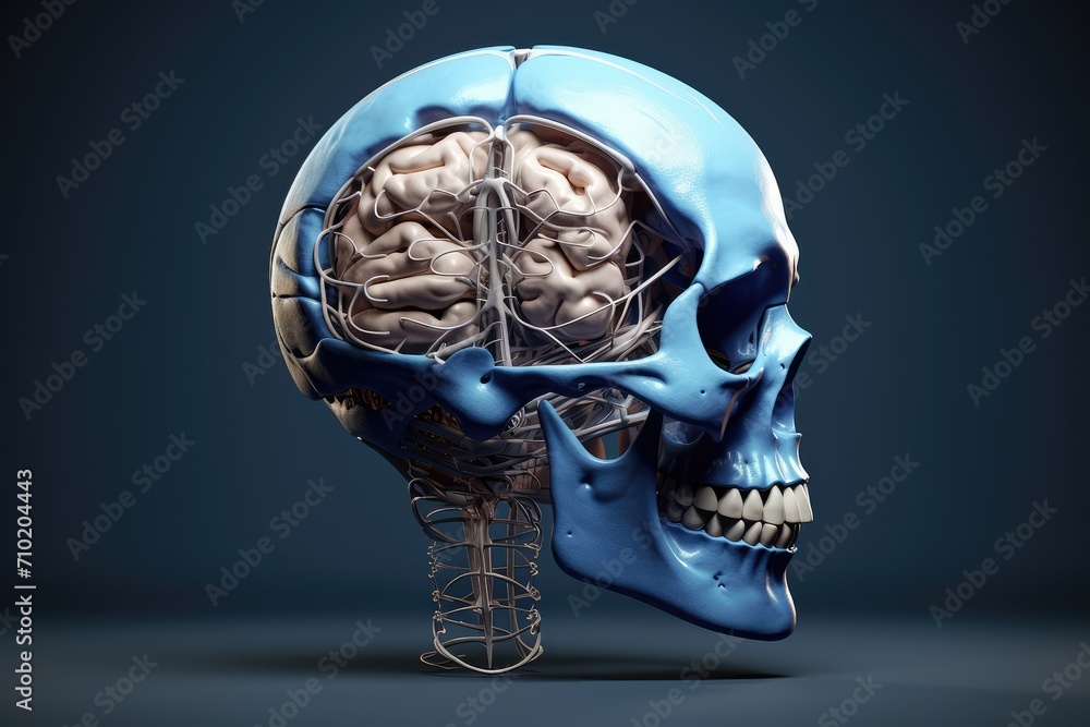 Photo Stock Skull and head anatomy, cranium, pate, and crossbones ...