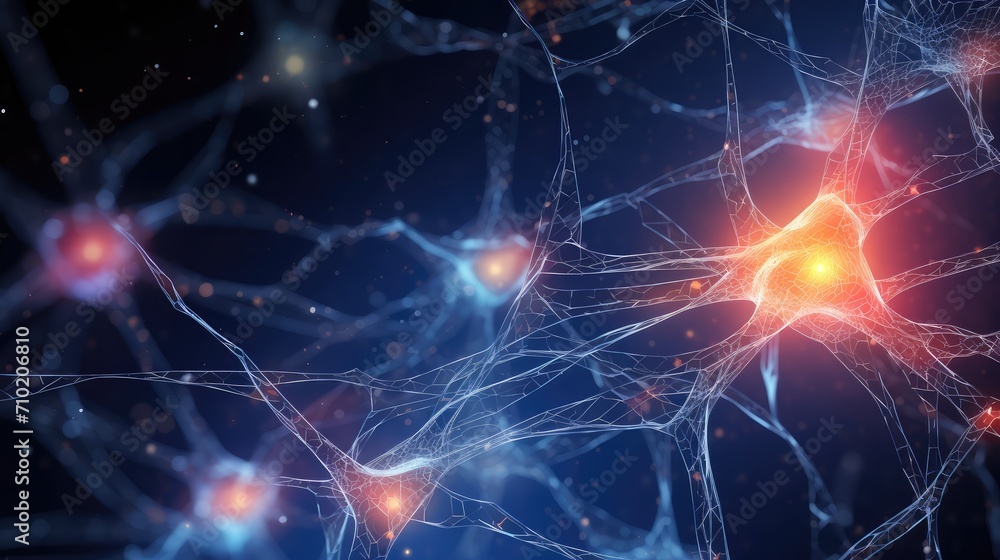 Neuronal human brain axon mind x-ray network: neurons, synapses, brain mapping, neural ...