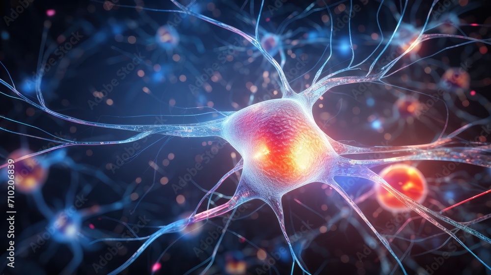 Neuronal network with neurons and synapses in brain. Neurological ...