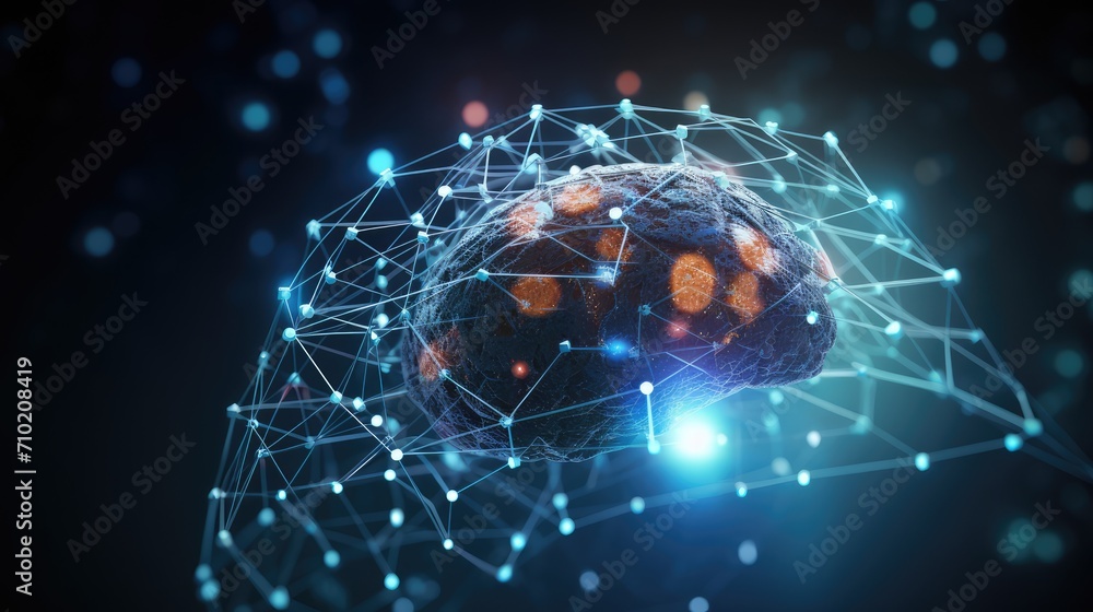 Neuronal network, neurons, and synapses. Brain sensory cortex functions ...