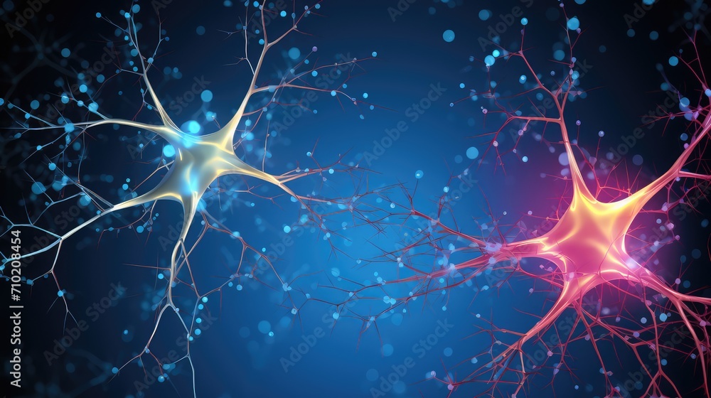 Stock-Illustration „Neuronal network, neurons, and synapses. Brain sensory cortex functions ...