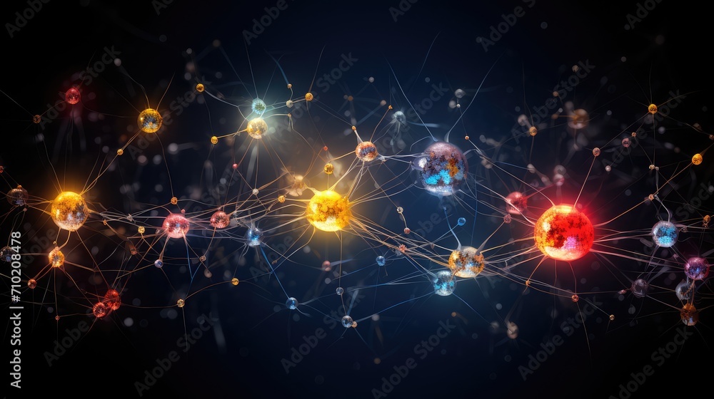 Neuronal network, neurons, and synapses. Brain sensory cortex functions, Default Mode Network ...