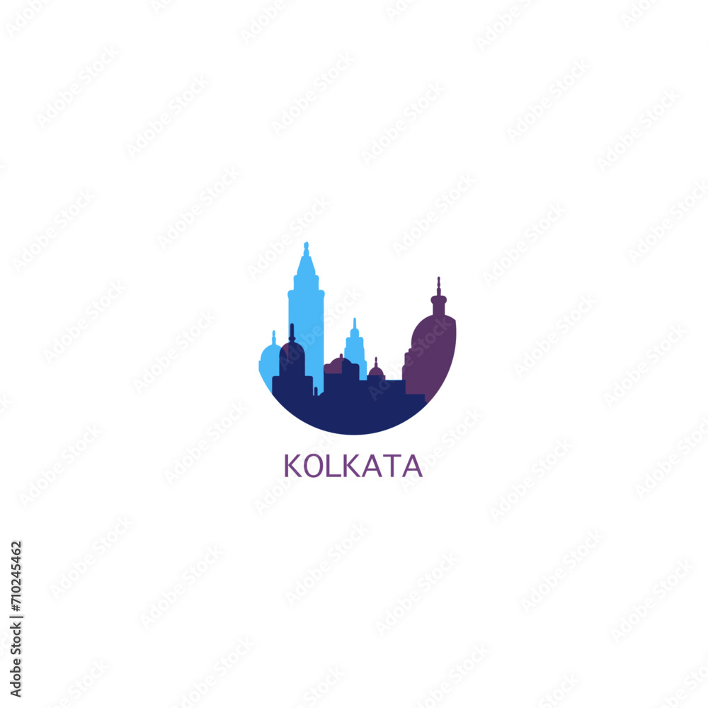 Kolkata cityscape skyline city panorama vector flat modern logo icon ...