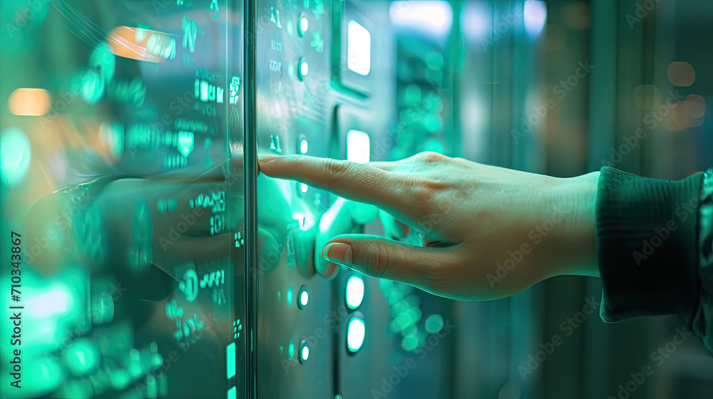 hands of person opening an electronic access control system,Gateway and ...