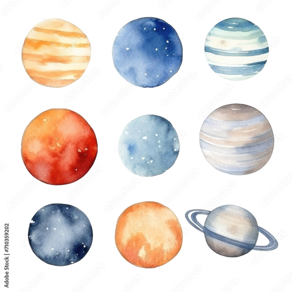 watercolor illustration, planetarium clip art, space elements ...