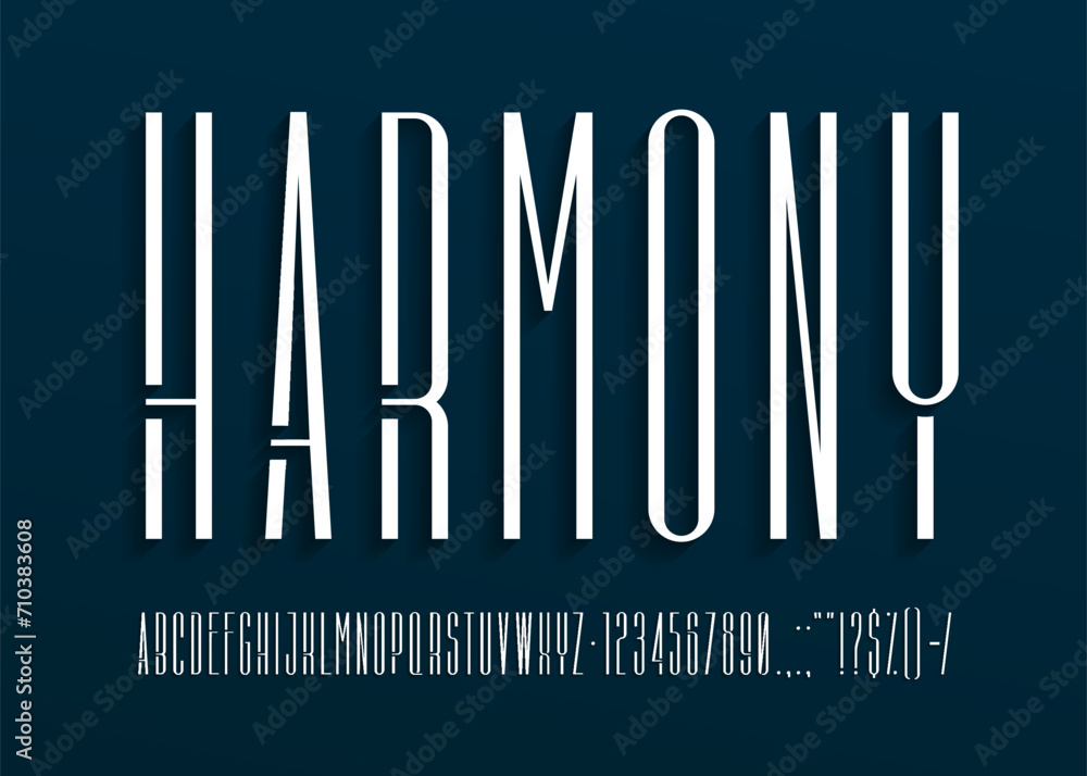 Image vectorielle Stock Tall font, long type english alphabet, retro ...